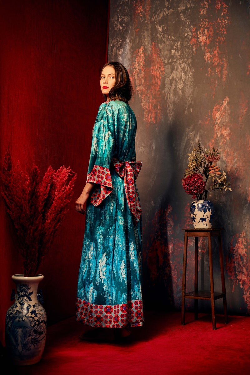 Kobe Kimono Fuji Turquoise Silk – KARMA ON THE ROCKS